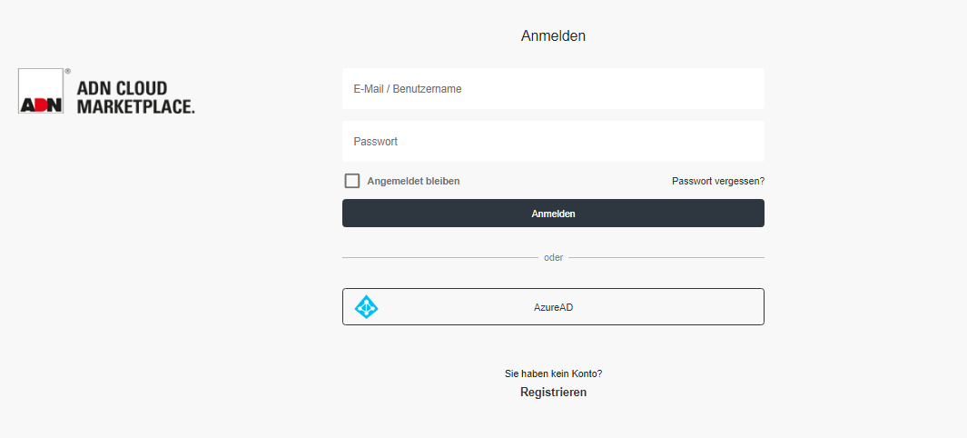 Wie kann ich mich in den ADN Cloud Marketplace einloggen?